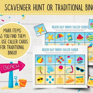 Printable Beach Bingo Game | Beach Day Bingo for Kids | Printable Beach ...