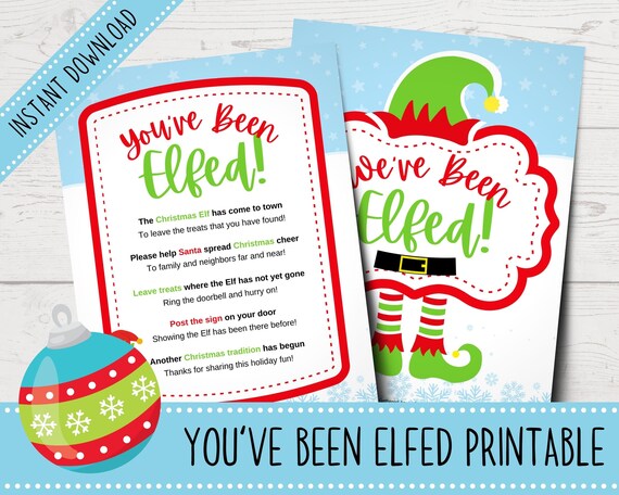 Christmas You've Been Elfed Printable You've Been - Etsy
