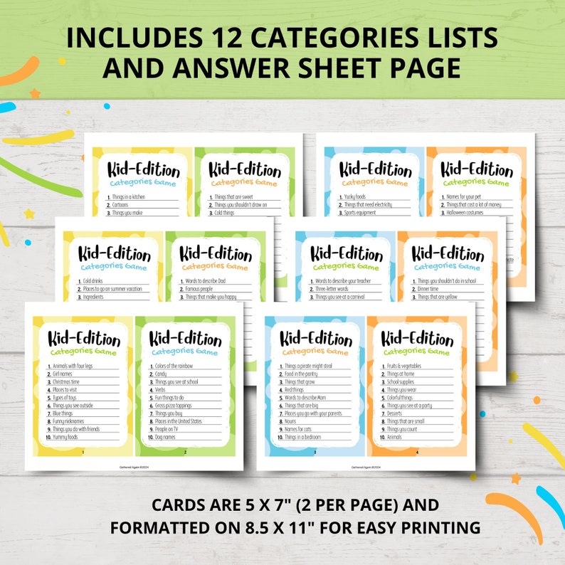 Kid-edition Categories Game | Scattergories-inspired Game for Kids ...