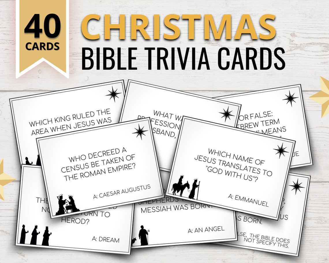 Printable Christmas Bible Trivia Cards Bible Trivia - Etsy Printable Christmas Bible Trivia Cards Bible Trivia - Etsy