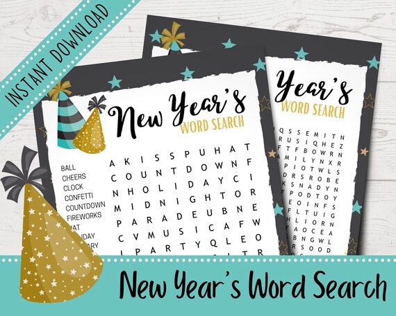 New Year's Eve Word Search Pack New Year's Eve | Etsy
