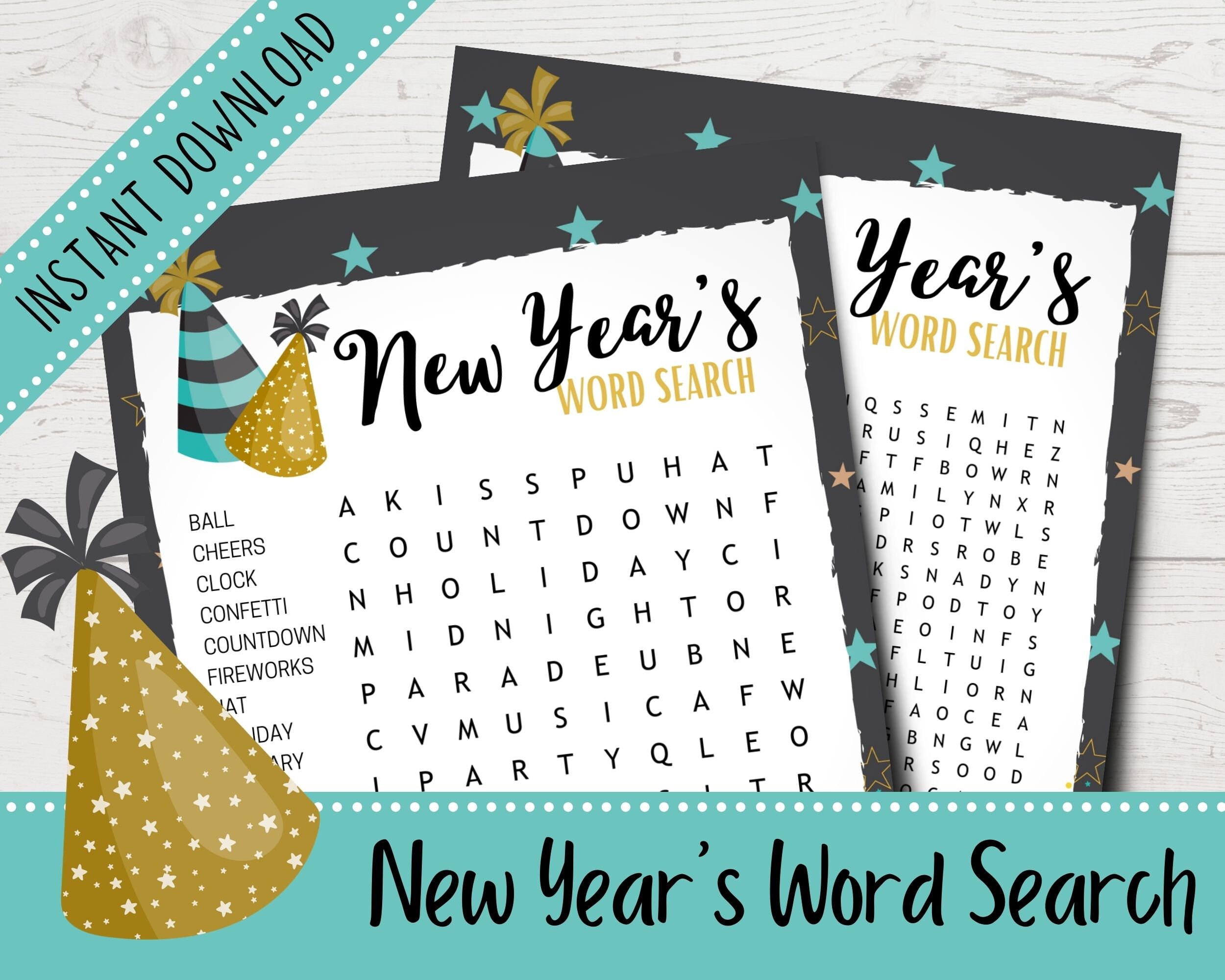 New Year's Eve Word Search Pack | New Year's Eve Puzzles | Printable ...