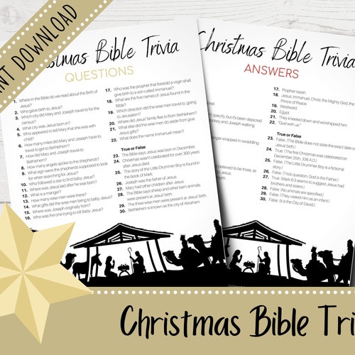 Christmas Bible Trivia Questions for Kids Sunday School | Etsy