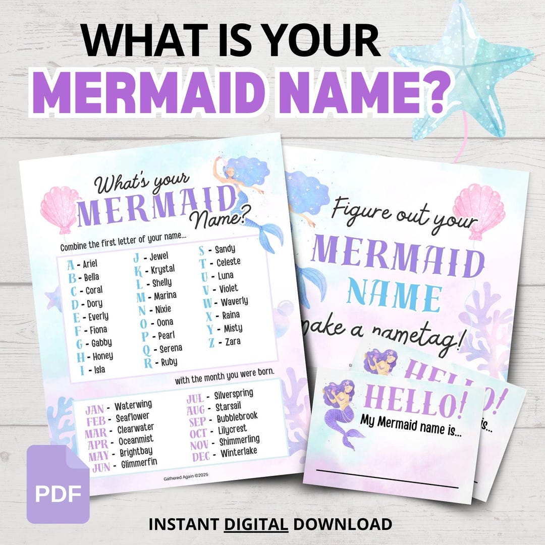 What's Your Mermaid Name? | Funny Mermaid Name Game | Mermaid Party ...