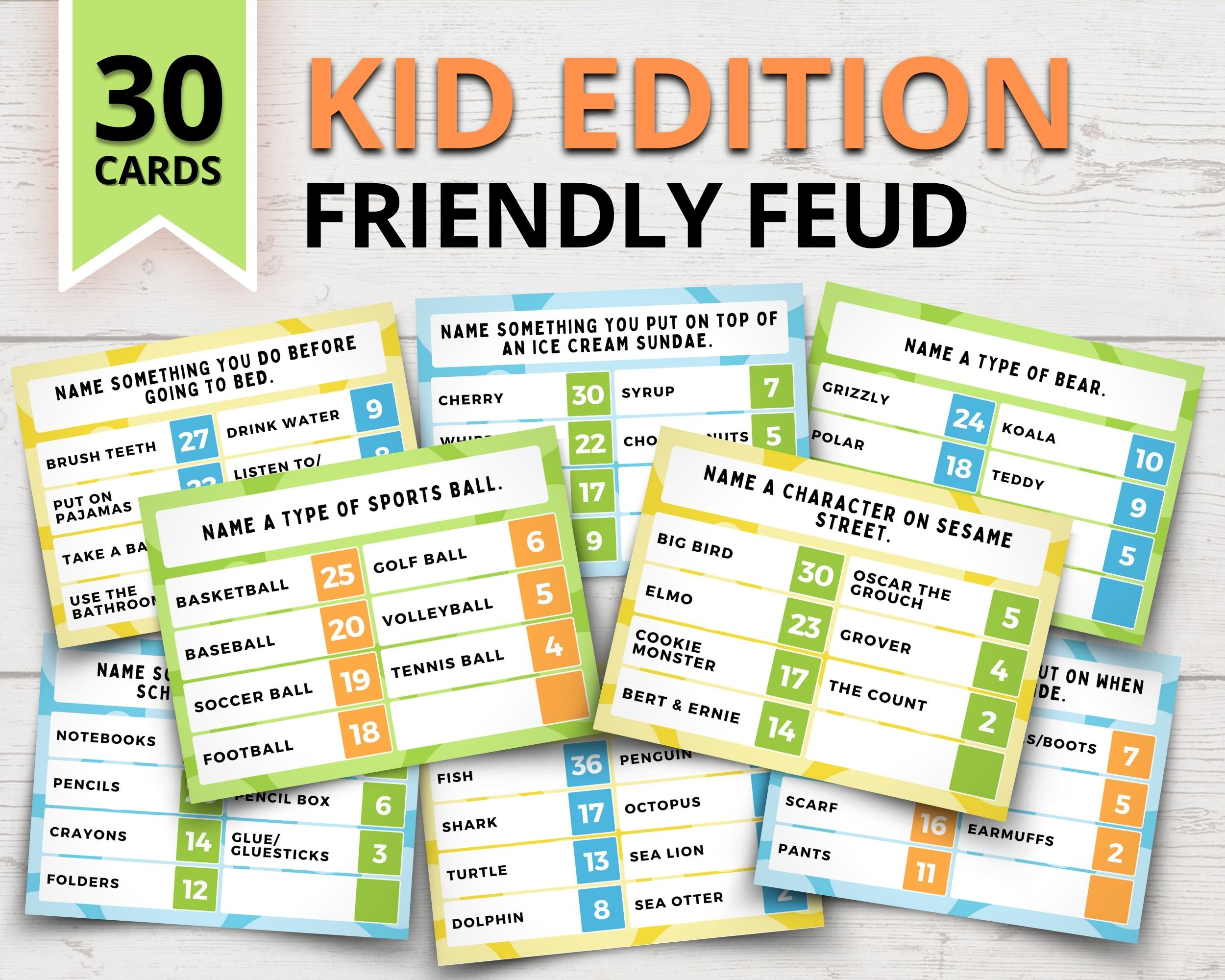 Kid-friendly Feud Game | Printable Family Feud Style Questions | Clean ...