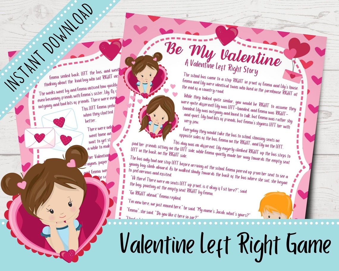 Be My Valentine Left Right Game Cute Valentine Left Right | Etsy