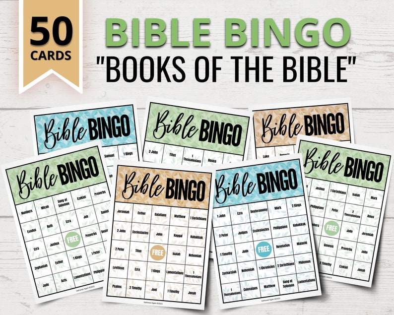 Books of the Bible Bingo Cards | Church Bingo Game | Christian Bingo ...