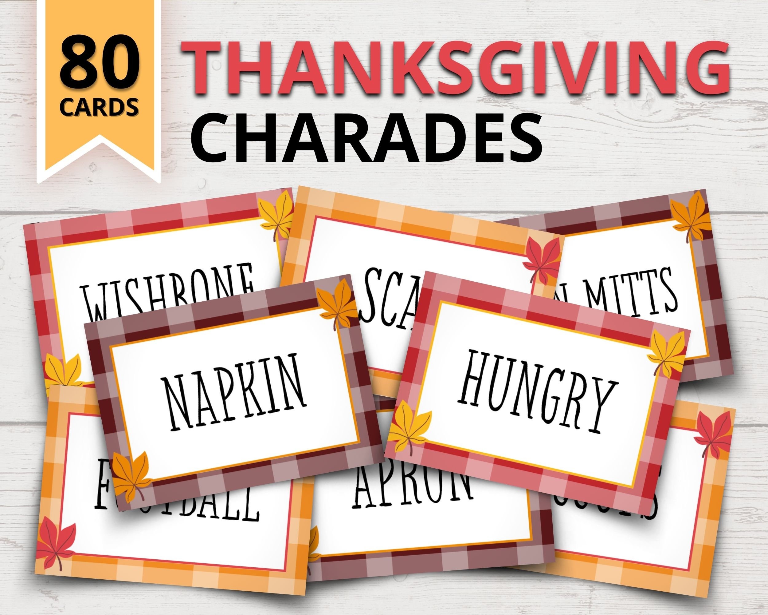Thanksgiving Charades Game | Thanksgiving Act It Out Game ...