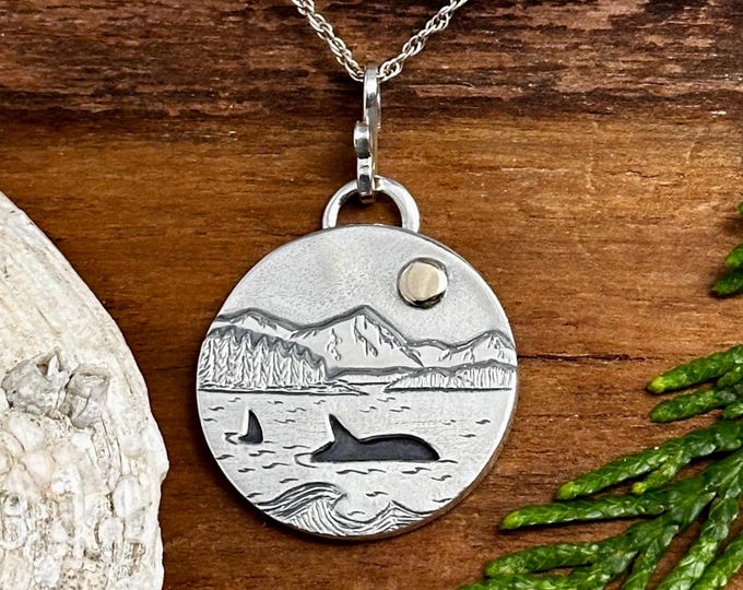 Sterling Silver Orca and Calf Pendant on a Sterling Silver Chain - Etsy