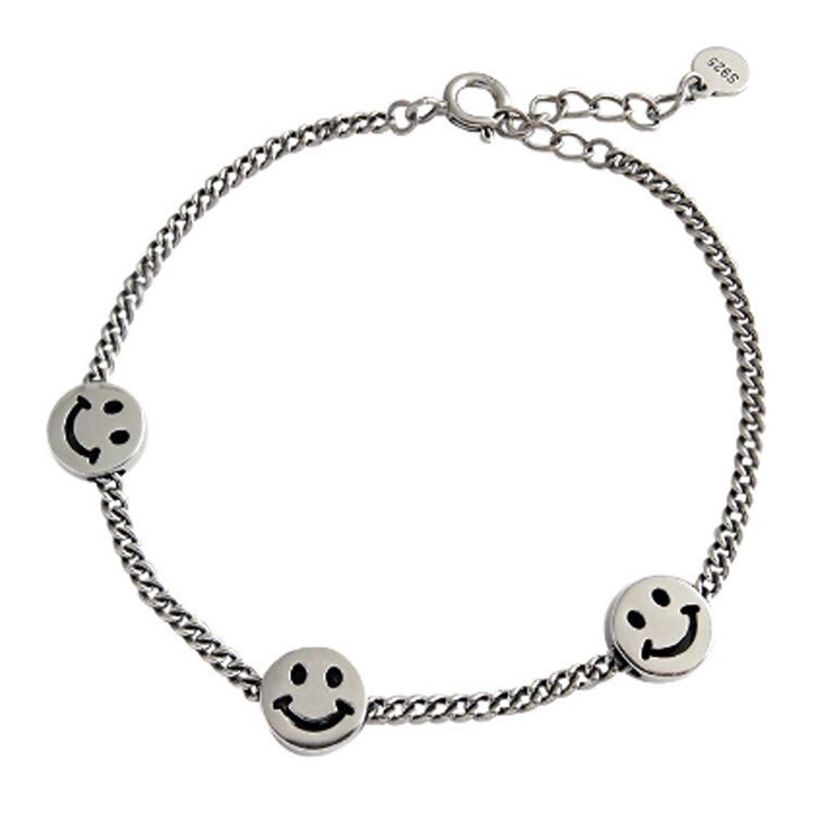 Smile Face Charm Cute Chain Link Vintage Sterling Silver - Etsy