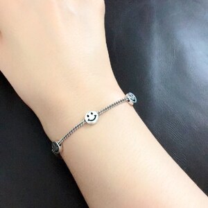 Smile Face Charm Cute Chain Link Vintage Sterling Silver Bracelet - Etsy