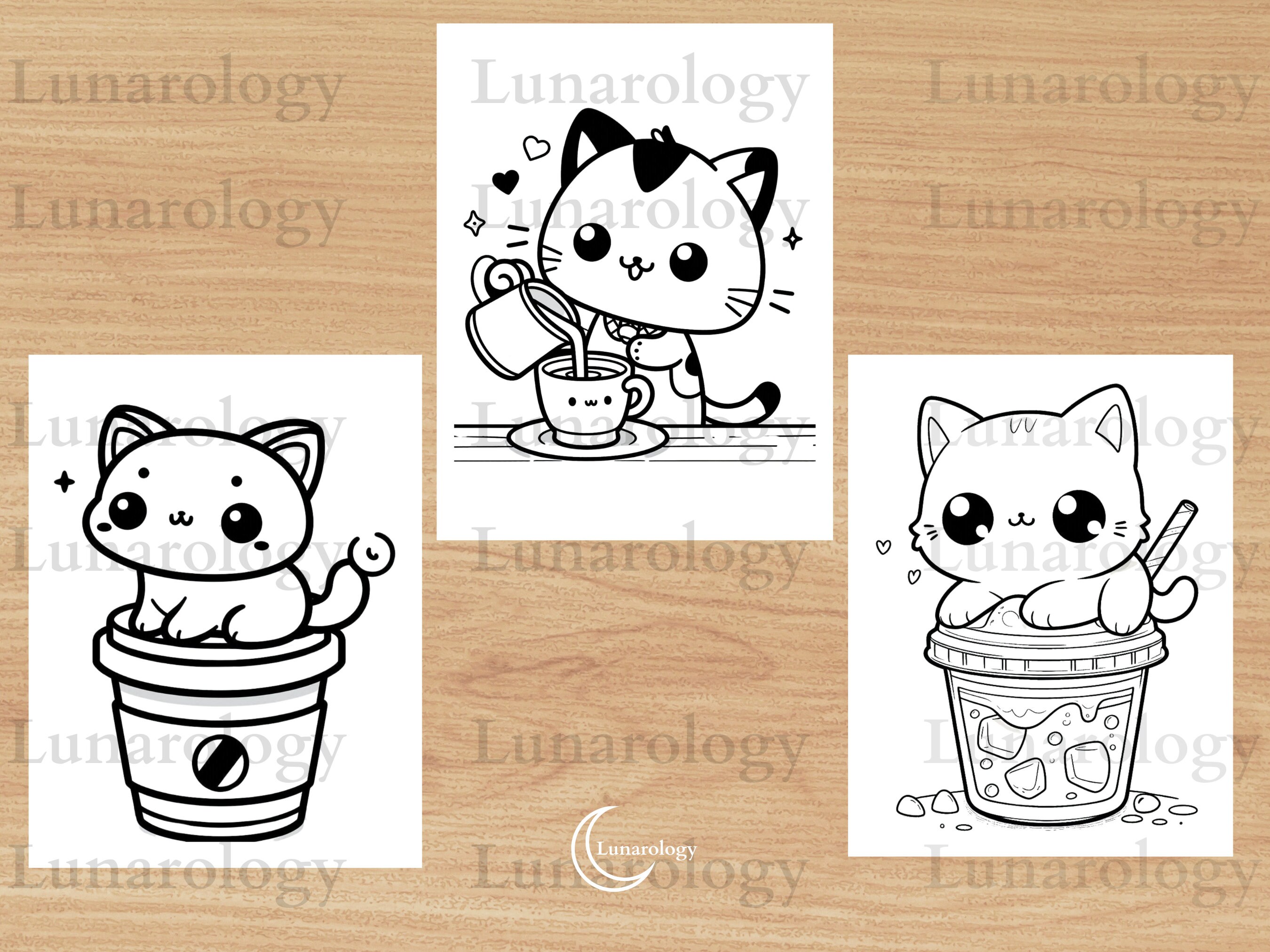Cozy Cats & Coffee: Kawaii Coloring Book Adorable Chibi Characters Cute ...