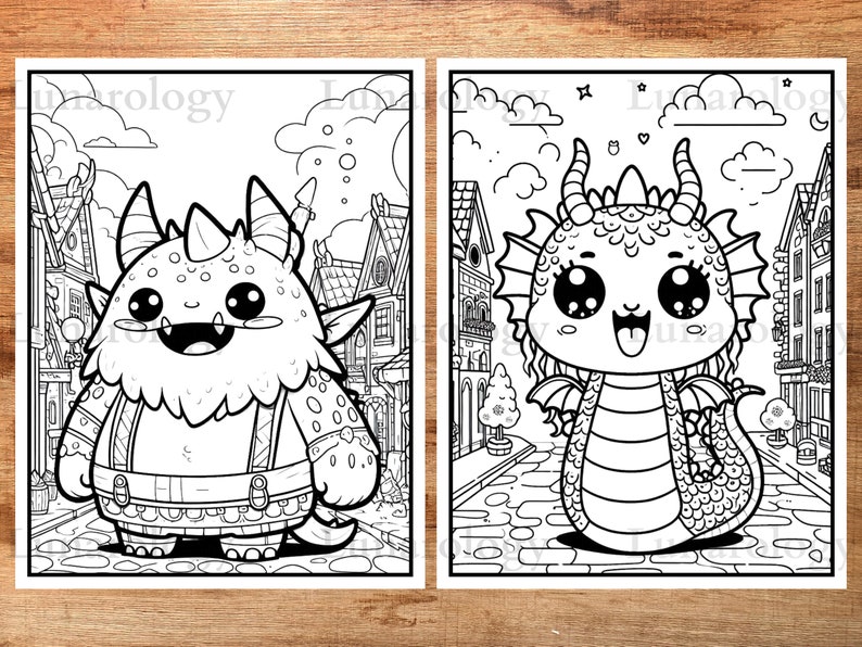 Kawaii Fantasy Creatures Town Coloring Book, Creepy Kawaii Coloring ...