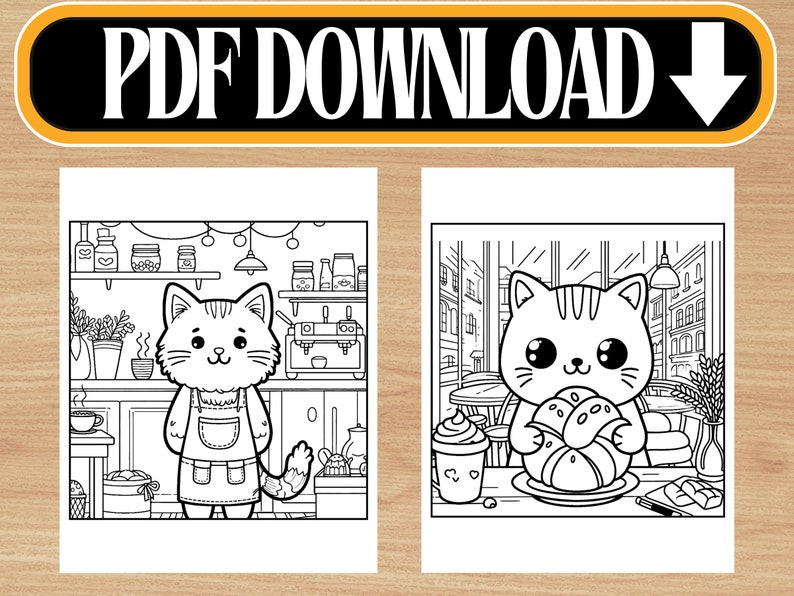 Cozy Cats Kawaii Coloring Book: Adorable Chibi Characters Cute Food ...