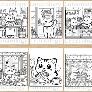 Cozy Cats Kawaii Coloring Book: Adorable Chibi Characters Cute Food ...
