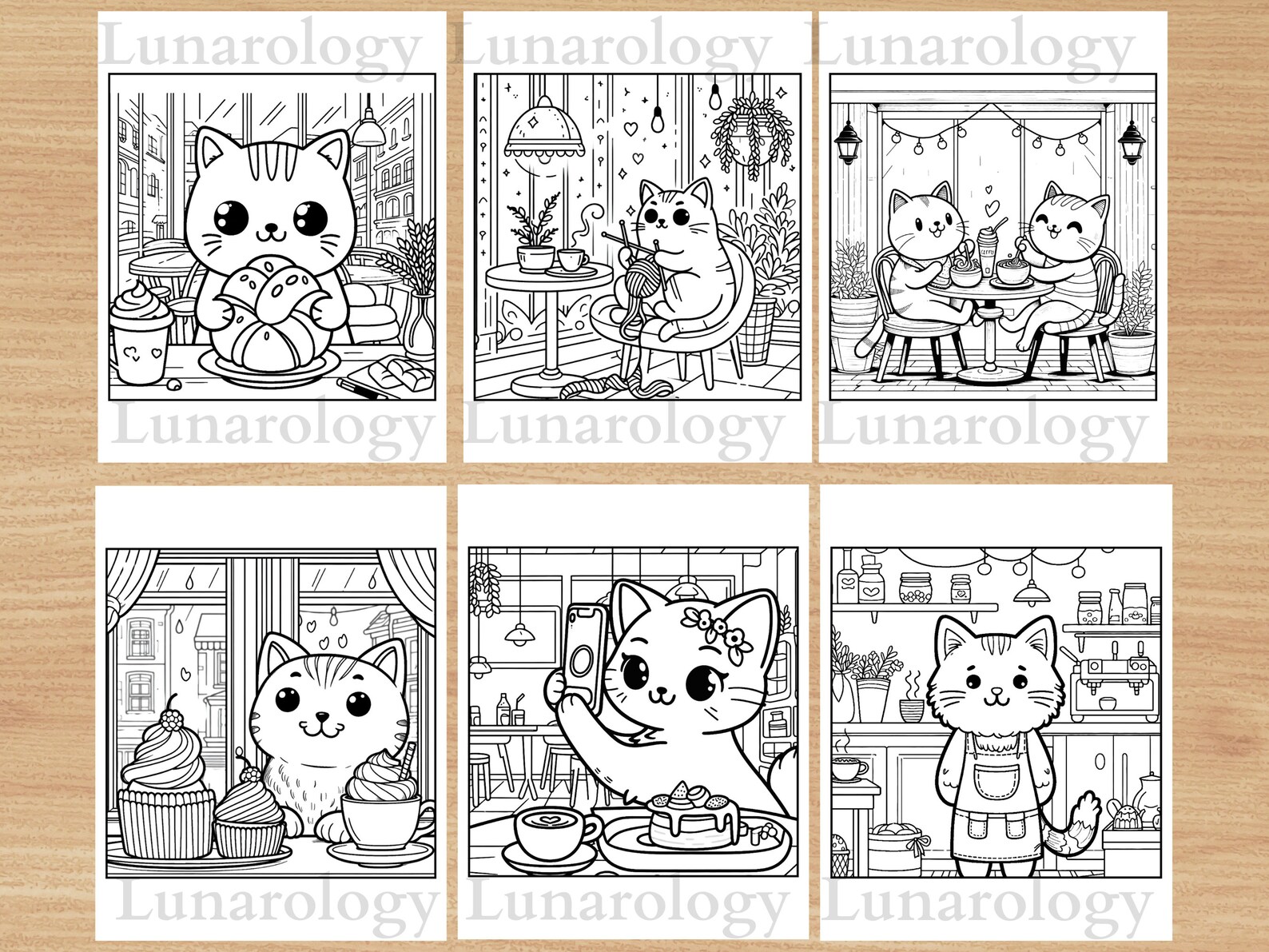 Cozy Cats Kawaii Coloring Book: Adorable Chibi Characters Cute Food ...