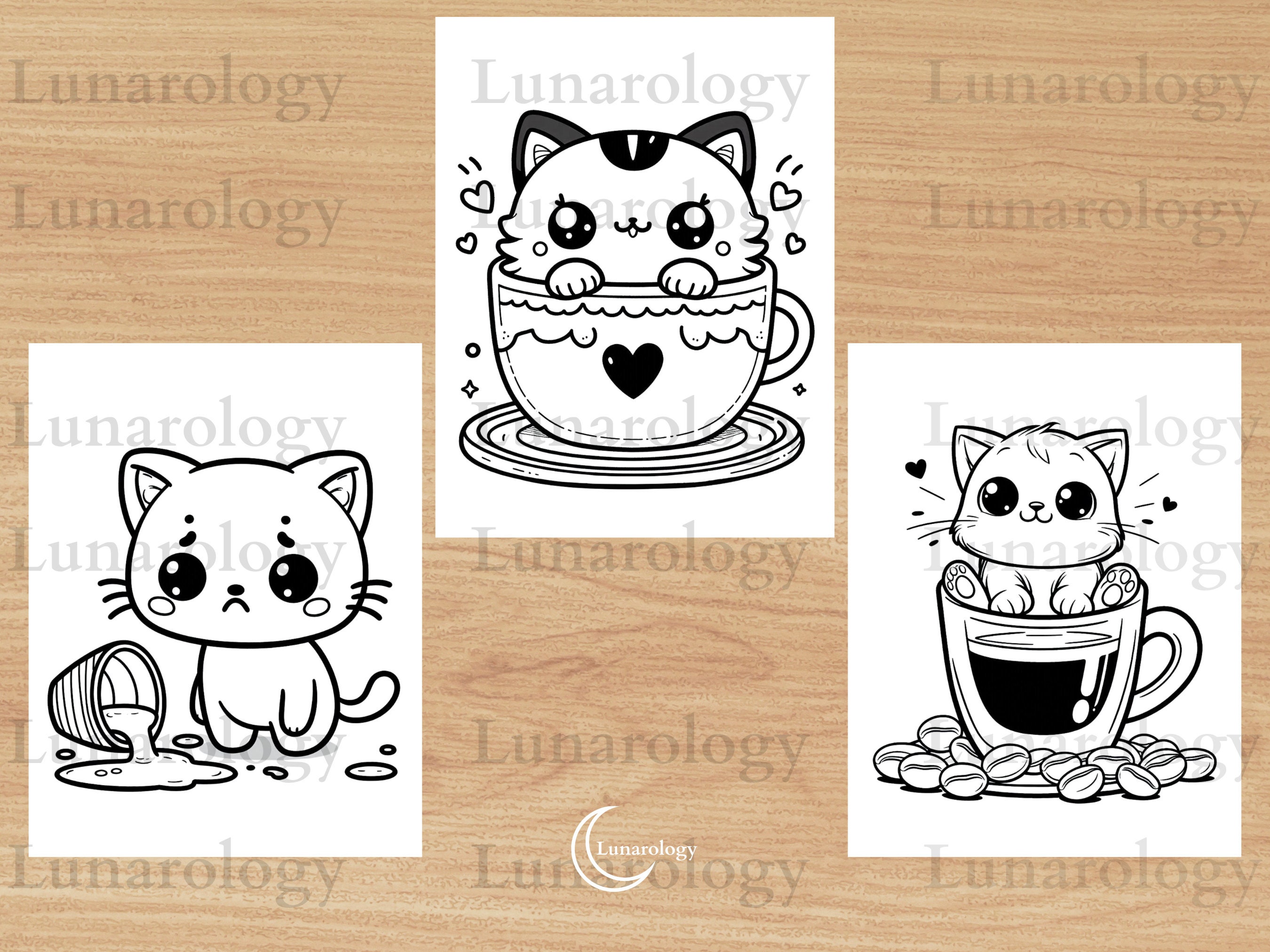 Cozy Cats & Coffee: Kawaii Coloring Book Adorable Chibi Characters Cute ...