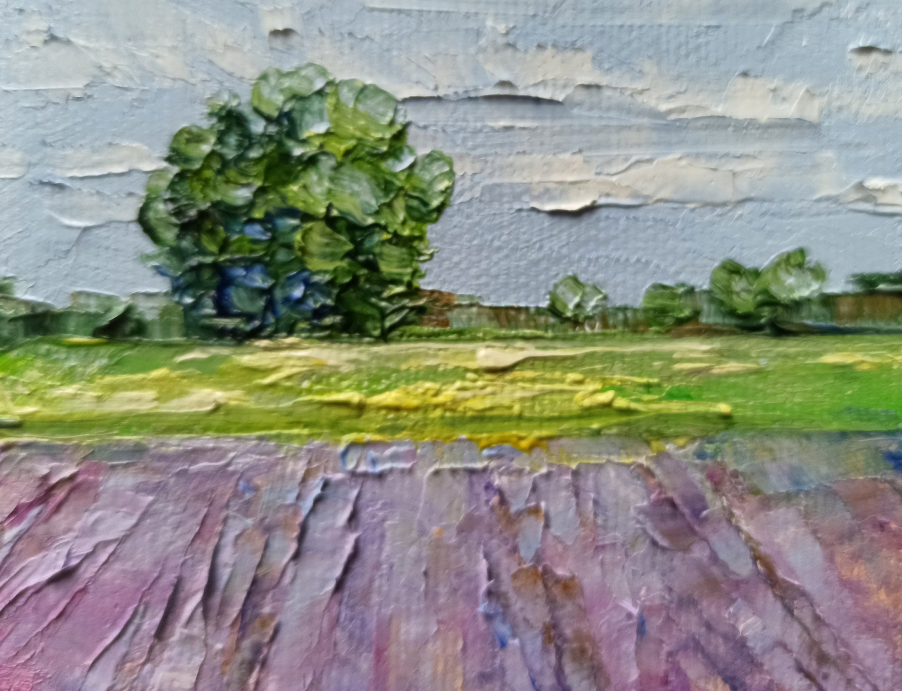 Miniature Lavender Field Oil Painting: Tiny House Decor (4x4 Inch) - Etsy