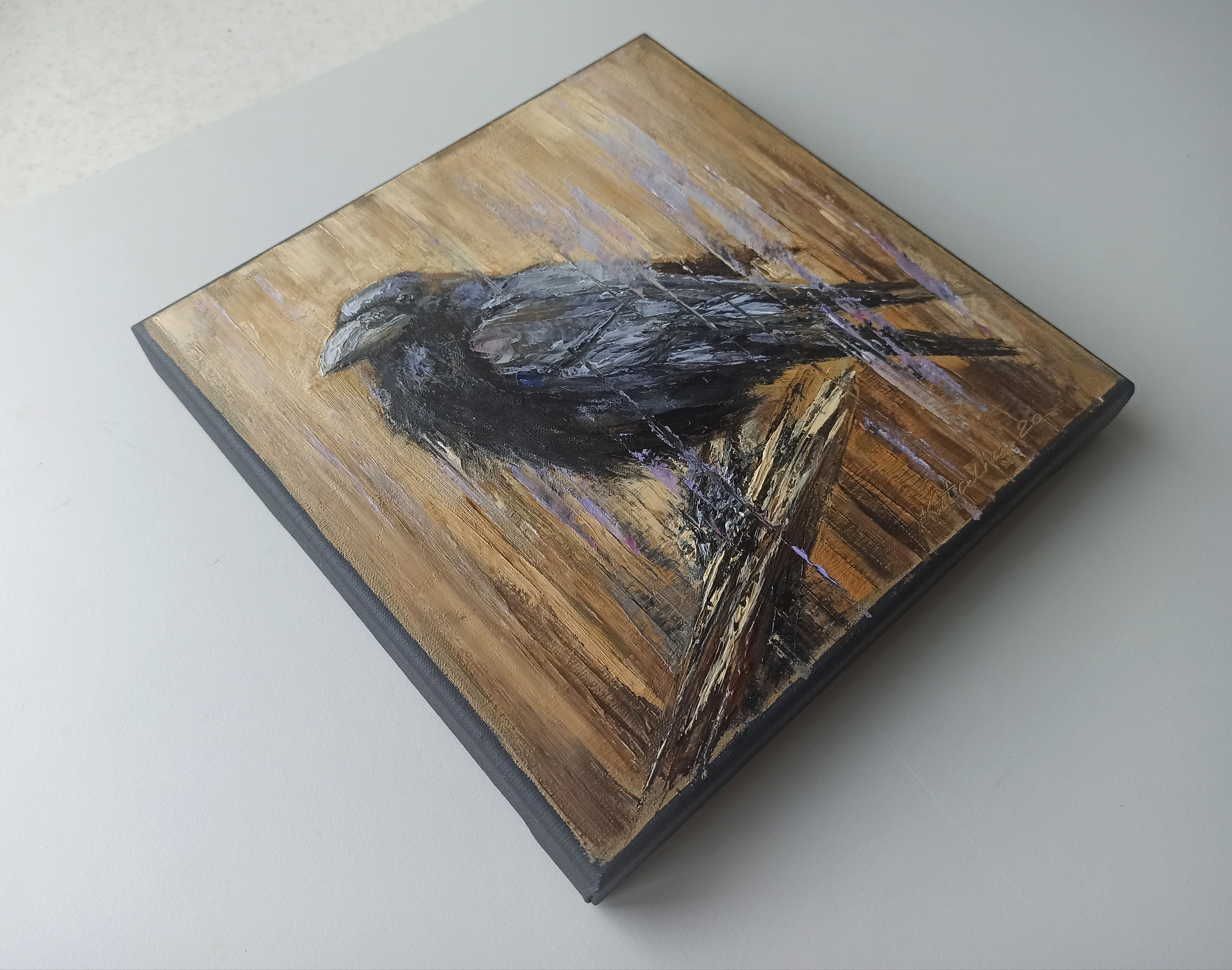 Raven Painting Oil on Canvas Original Artwork Crow Art Fall - Etsy