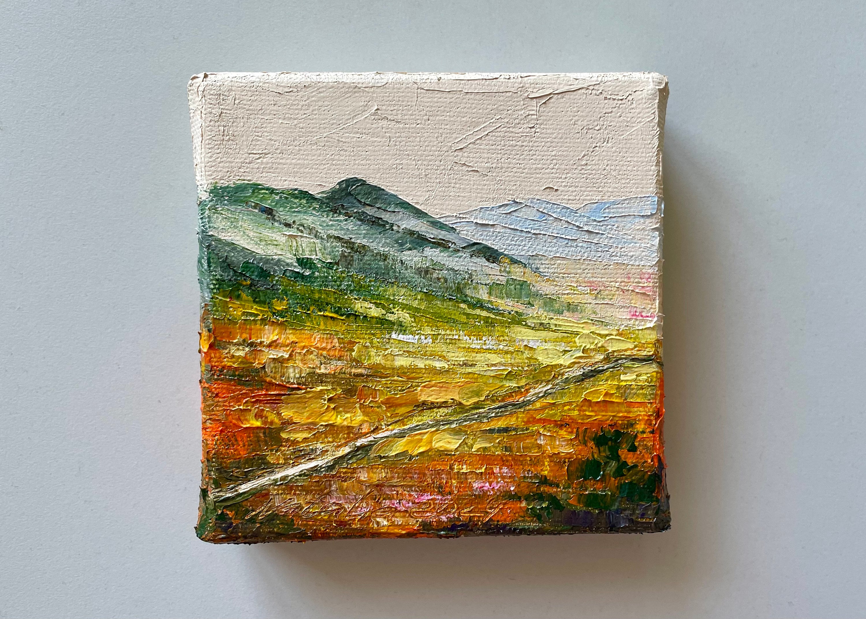 Mini Mountain Landscape Oil Painting: Textured Canvas Art (4x4 Inch) - Etsy