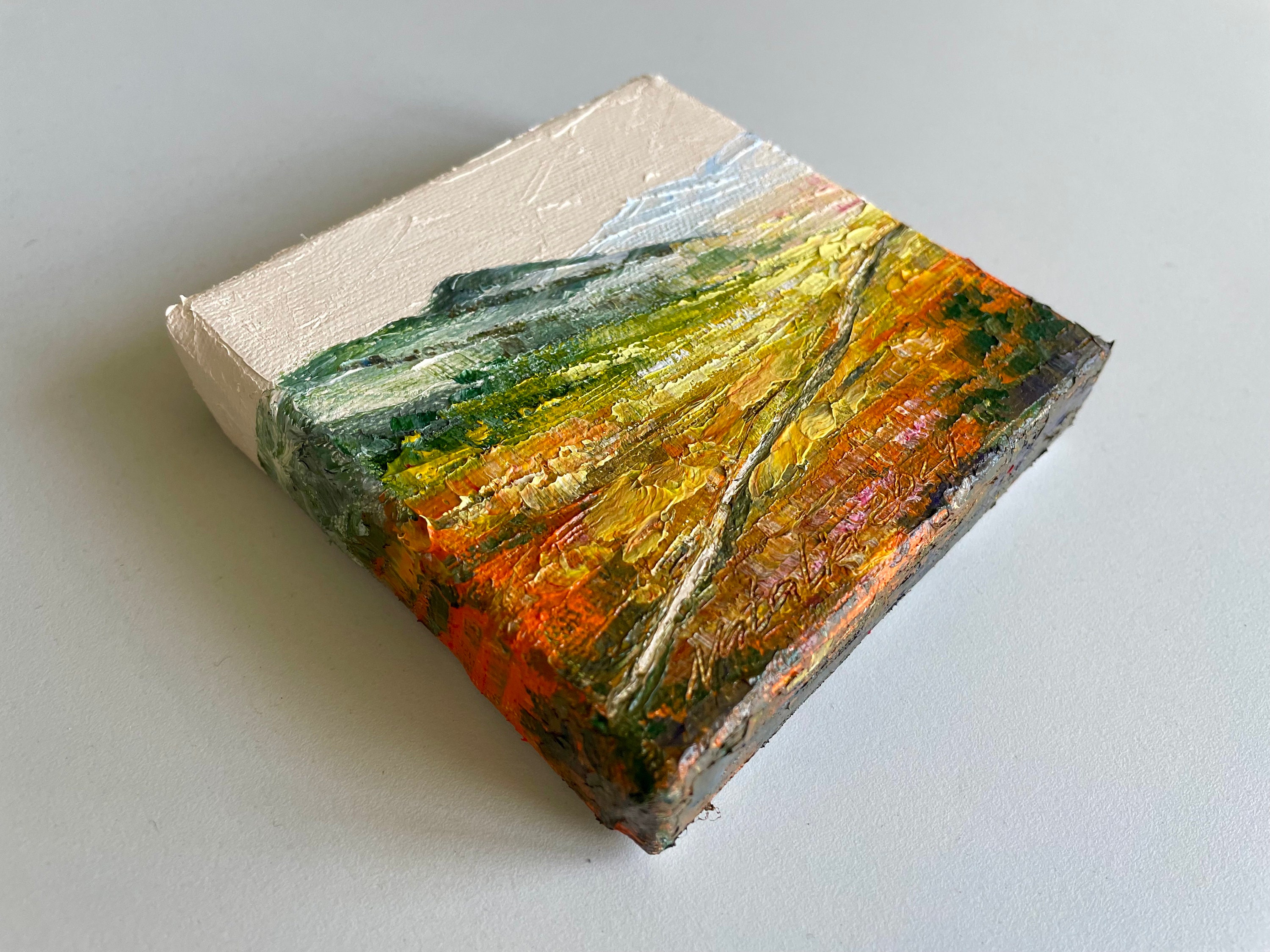 Mini Mountain Landscape Oil Painting: Textured Canvas Art (4x4 Inch) - Etsy