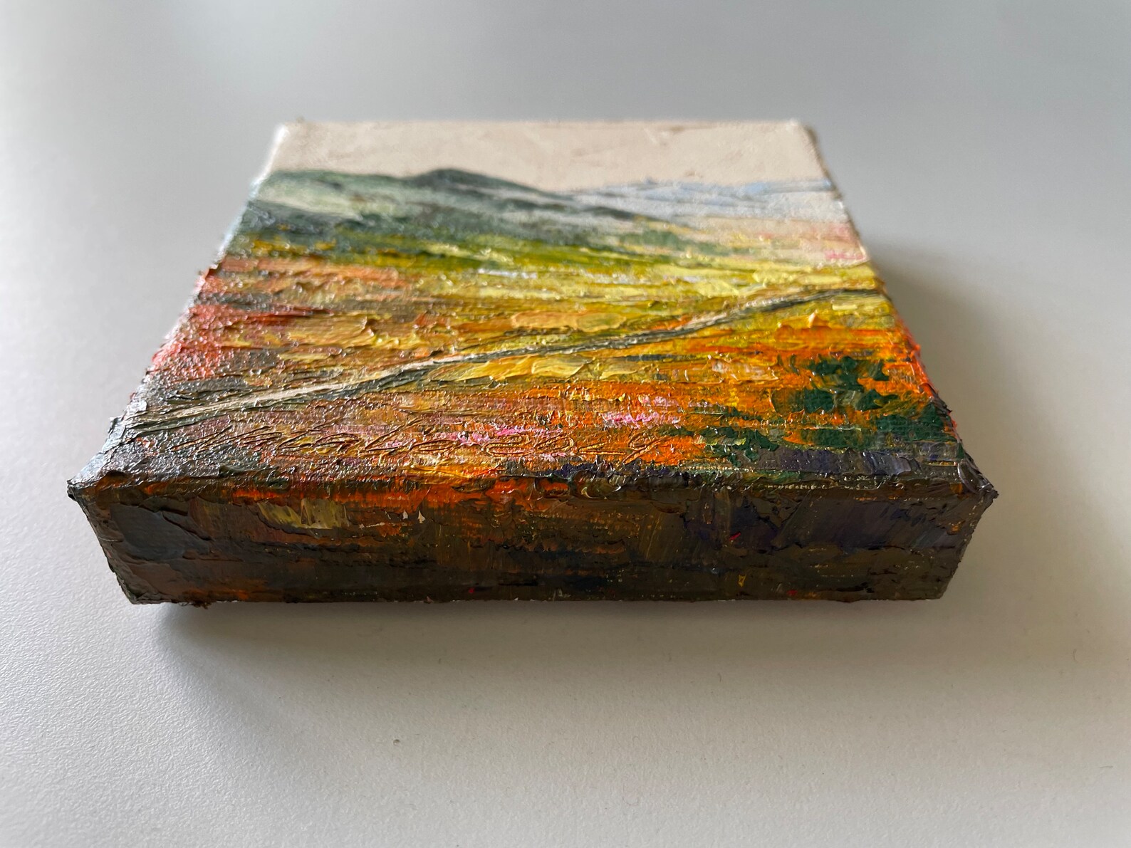 Mini Mountain Landscape Oil Painting: Textured Canvas Art (4x4 Inch) - Etsy