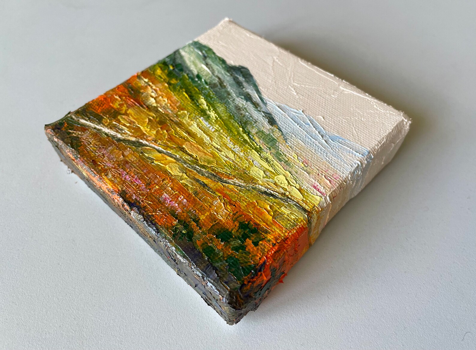 Mini Mountain Landscape Oil Painting: Textured Canvas Art (4x4 Inch) - Etsy