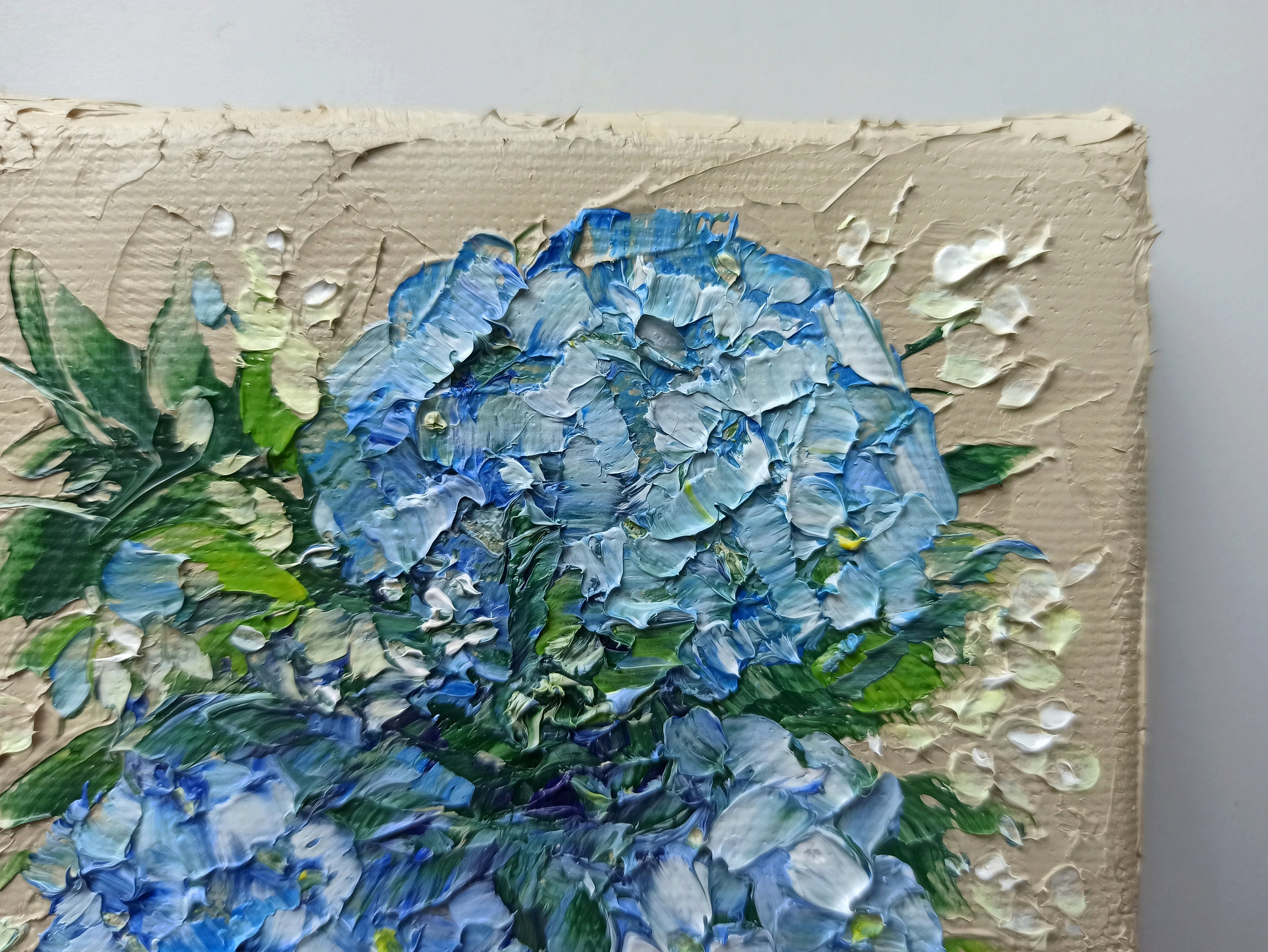 Hydrangea Oil Painting: Mini 3D Floral Impasto Art (4x4 Inches) - Etsy