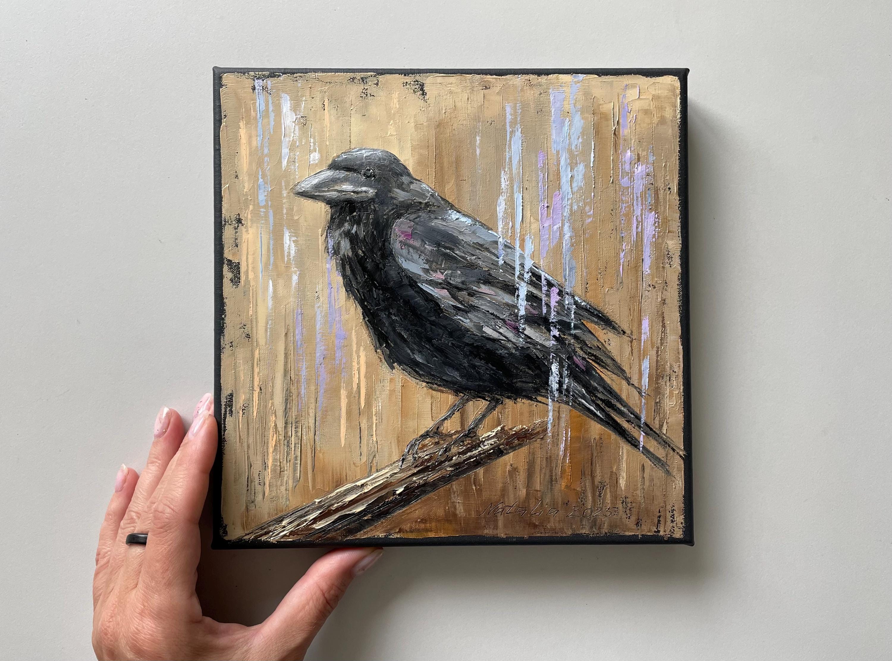 Raven Painting Oil on Canvas Original Artwork, Crow Art - Bird Wall ...