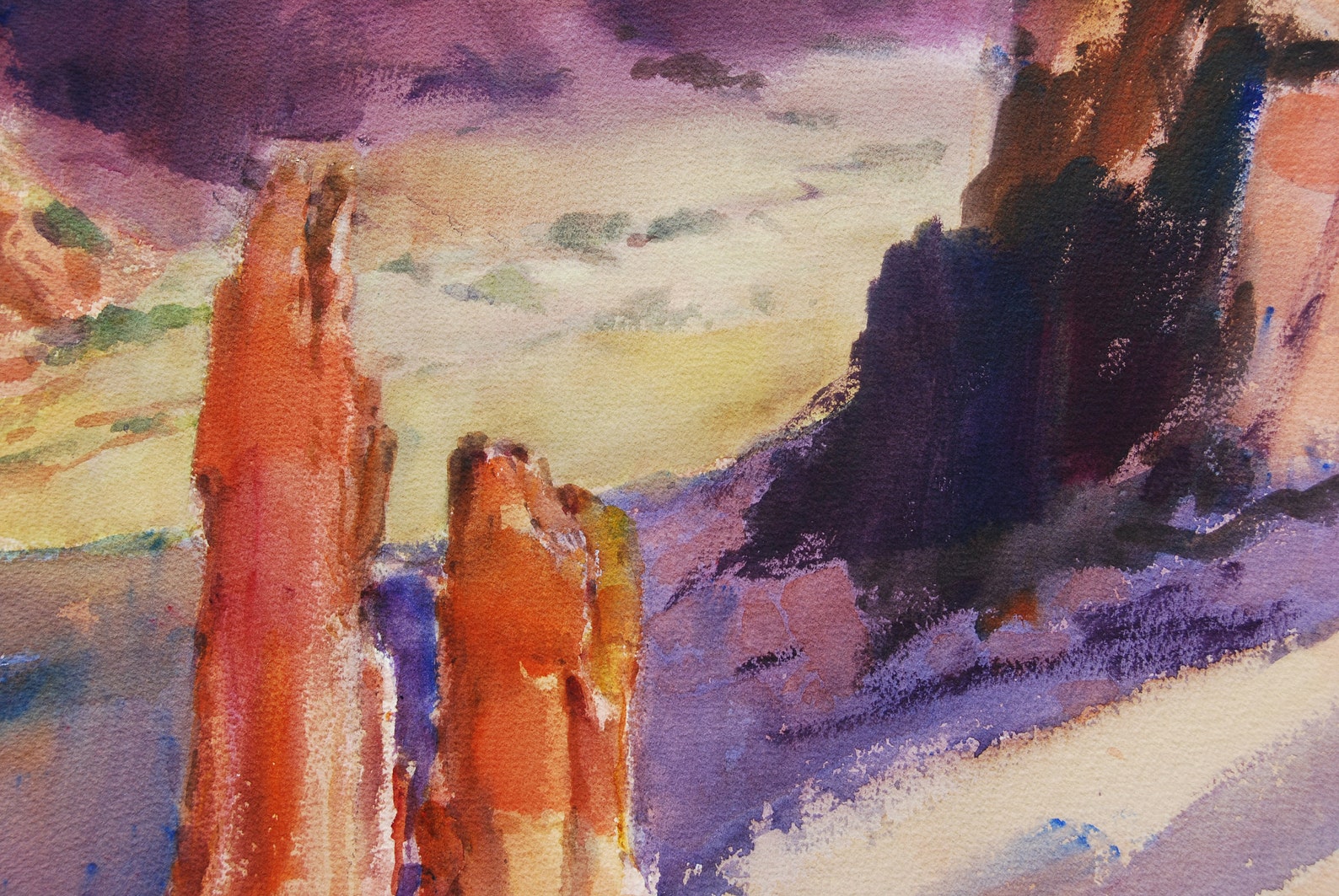 Canyon De Chelly, Watercolor Painting, Landscape, Canyon, Rocks, Spider ...