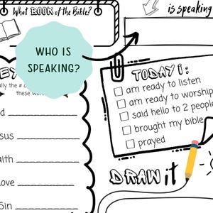 Sermon Notes for Kids, Taking Notes in Church, Kids Bible Journal Page ...