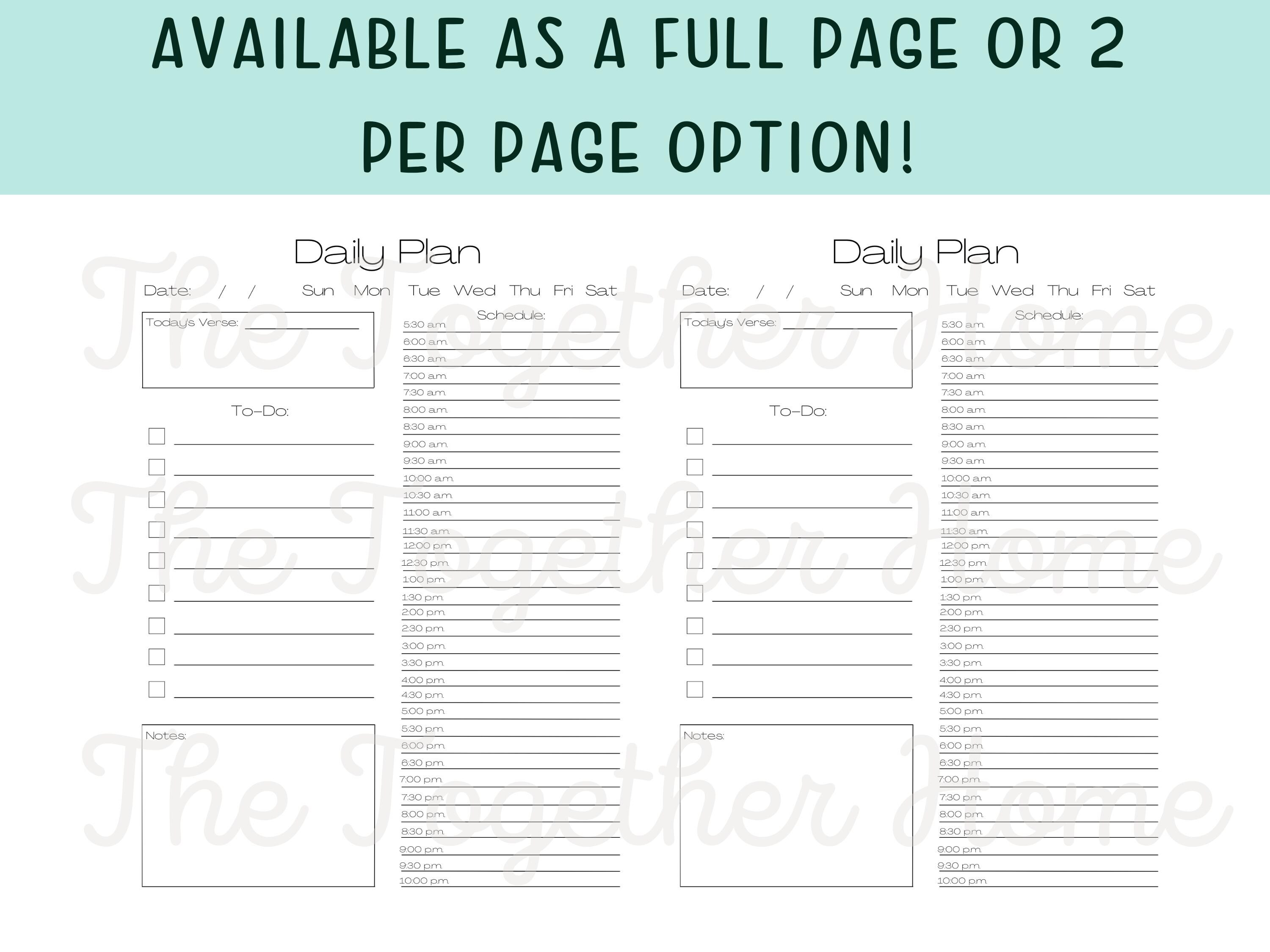 Minimalist Daily Plan Template and Printable - Simple Task Template ...