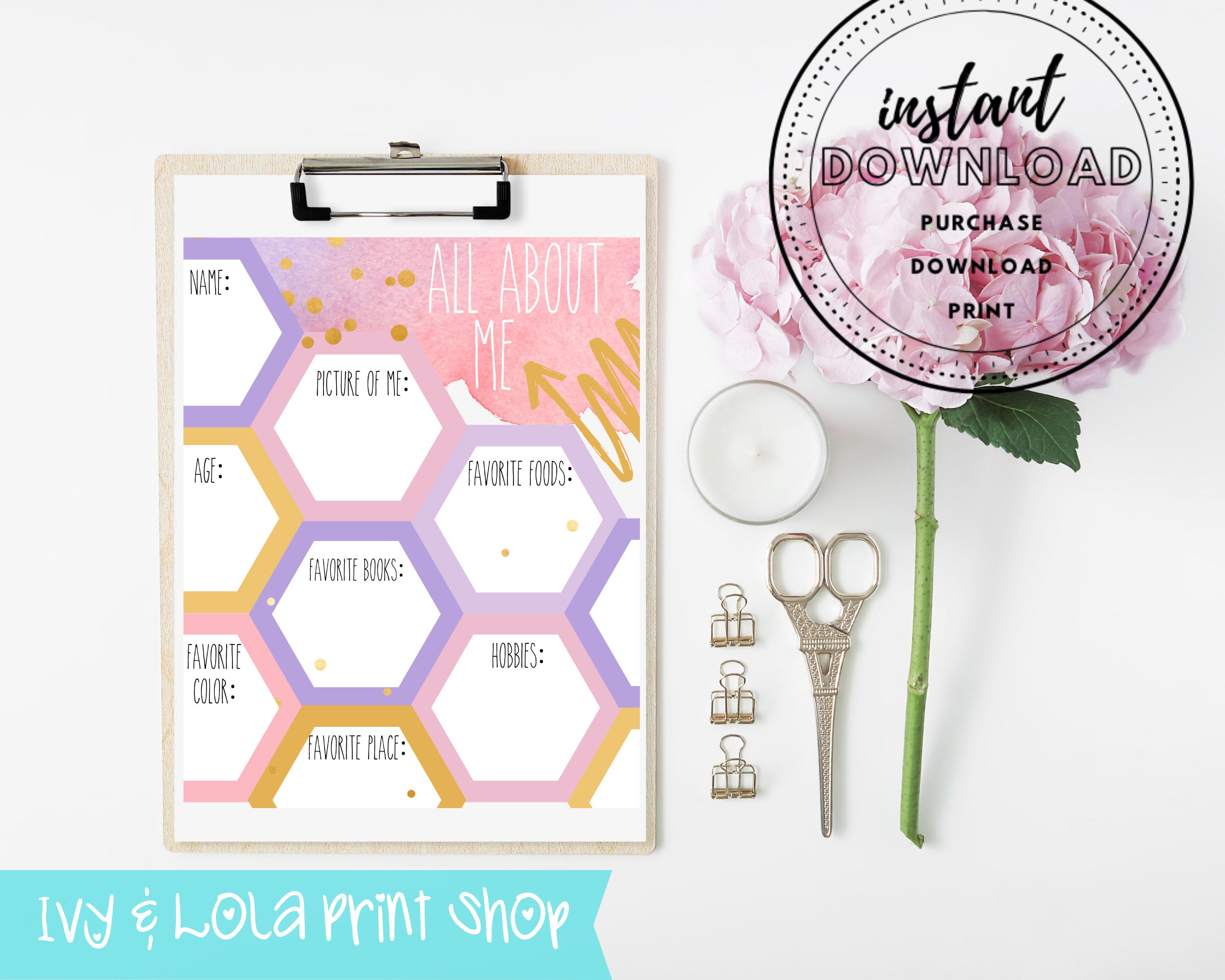 All About Me Printable Classroom Homeschool First Day of - Etsy