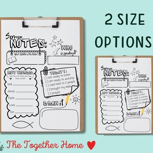 Sermon Notes for Kids, Taking Notes in Church, Kids Bible Journal Page ...