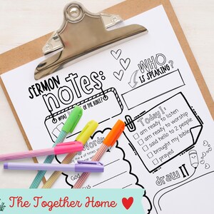 Sermon Notes for Kids, Taking Notes in Church, Kids Bible Journal Page ...