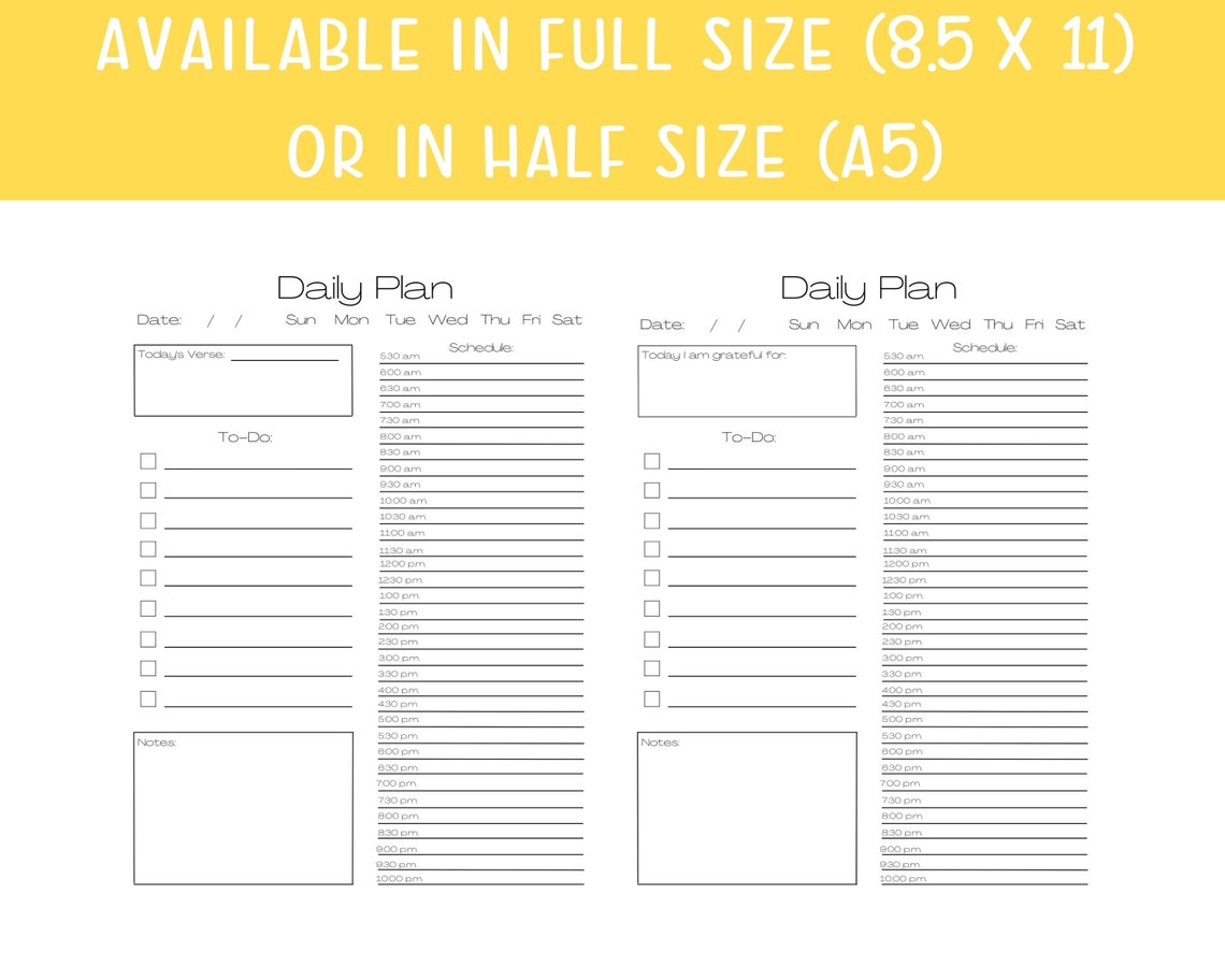 Minimalist Daily Plan Template and Printable Simple Task - Etsy