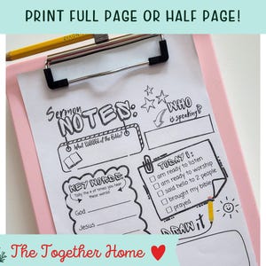 Sermon Notes for Kids, Taking Notes in Church, Kids Bible Journal Page ...