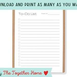 Minimalist To-do List Template and Printable - Simple Task Template ...