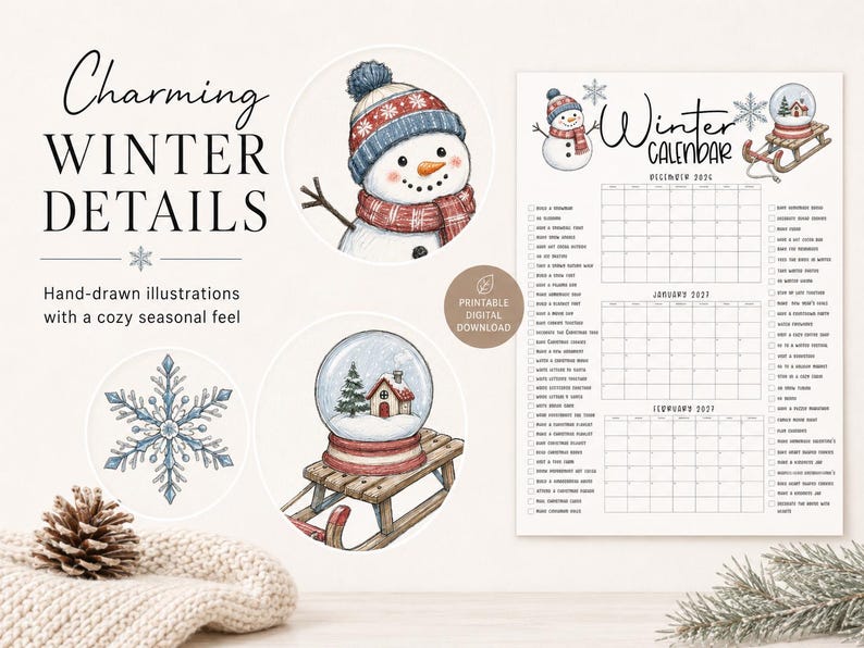 Winter Bucket List Calendar Family Winter Calendar Ideas Winter ...