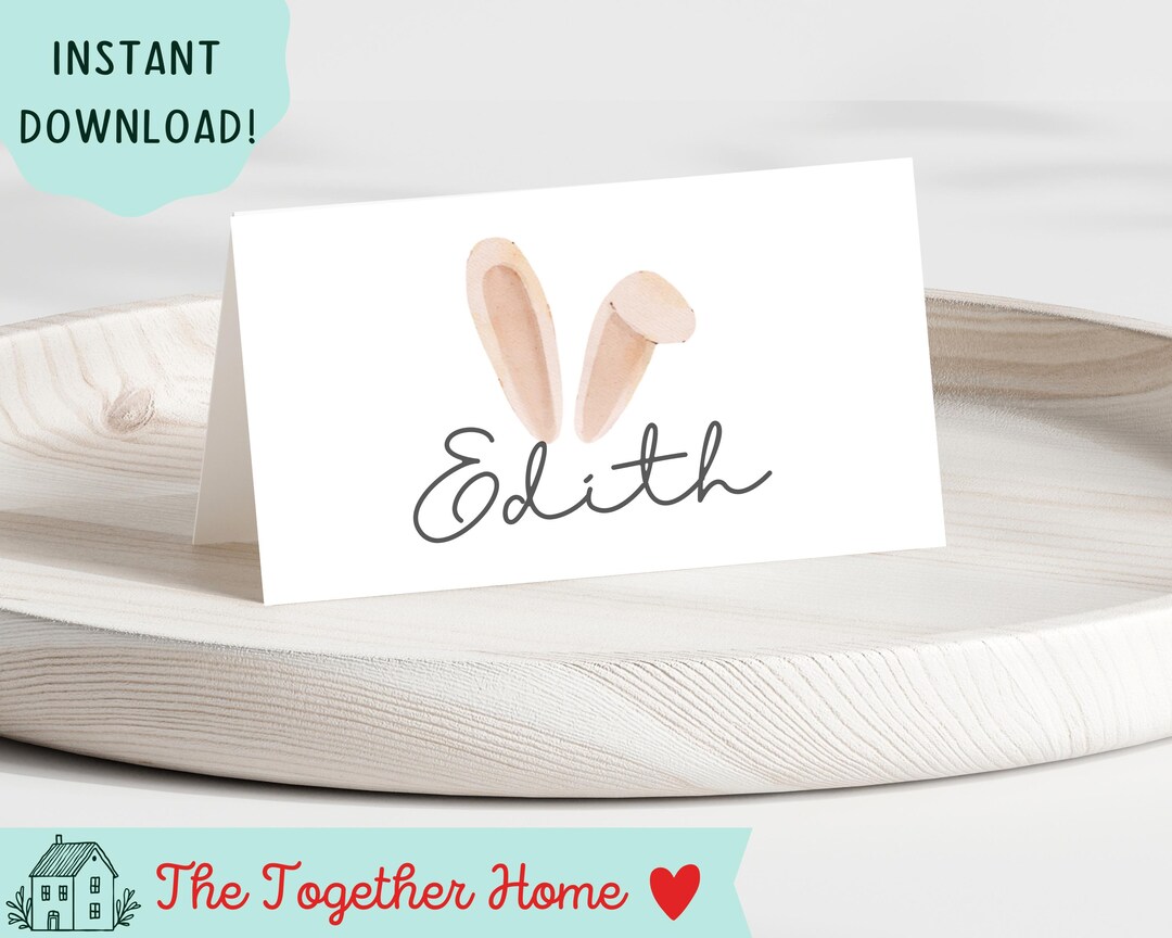 Customizable Place Cards - Easter Bunny Ears - Party - Table Setting ...