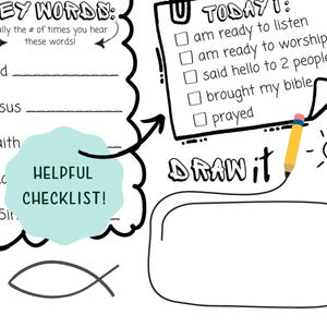 Sermon Notes for Kids, Taking Notes in Church, Kids Bible Journal Page ...