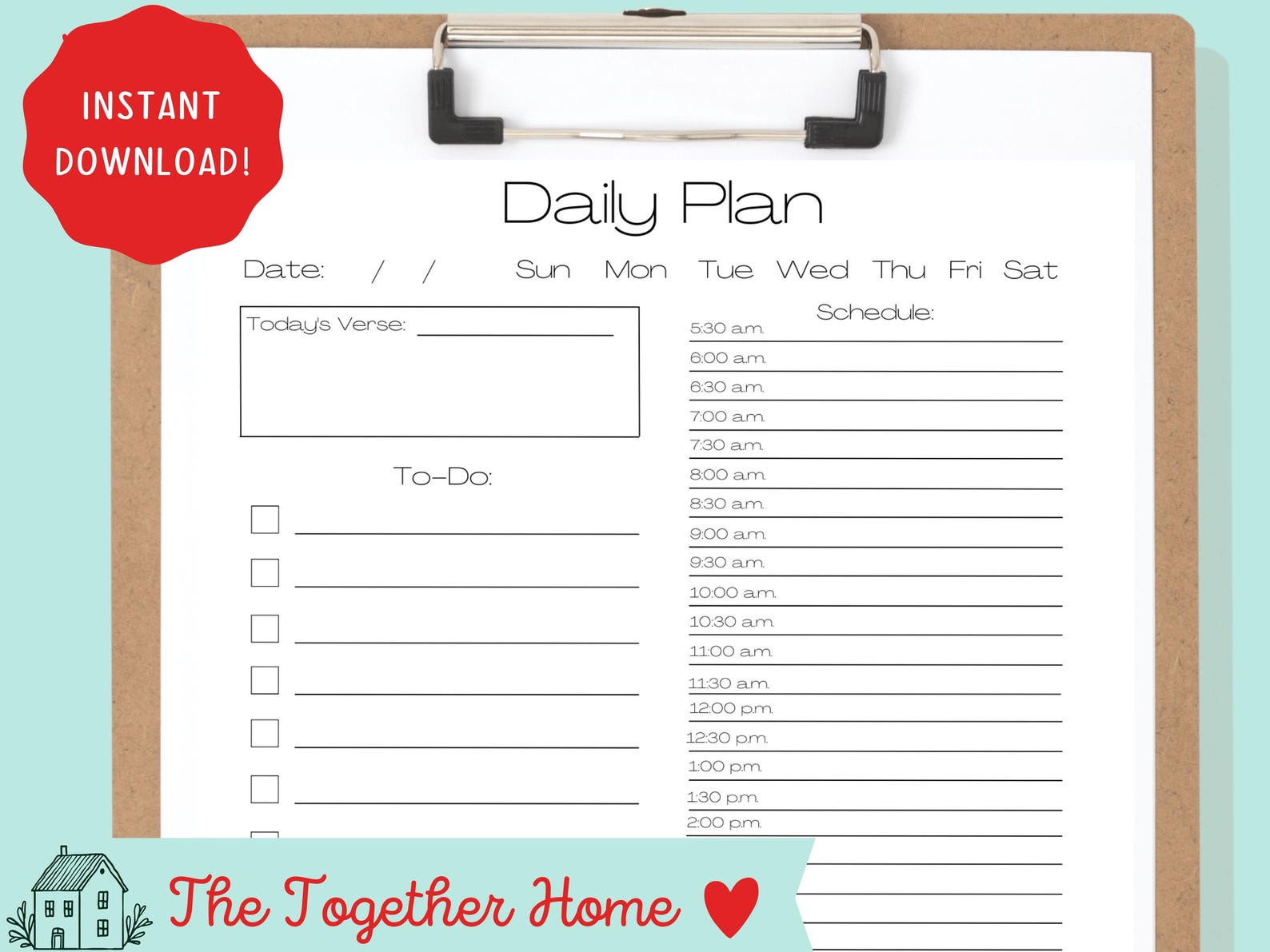 Minimalist Daily Plan Template and Printable - Simple Task Template ...