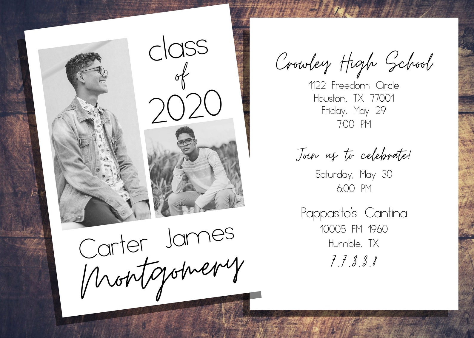 Simple Minimalist Graduation Invitation Boy or Girl Black - Etsy