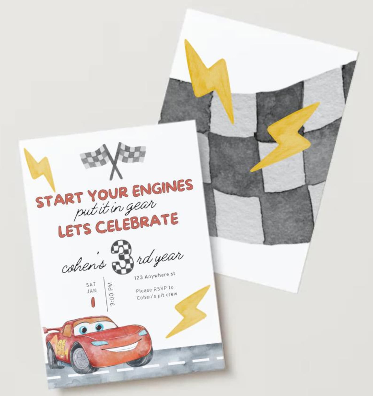 Lightning Mcqueen Birthday Invitation - Etsy