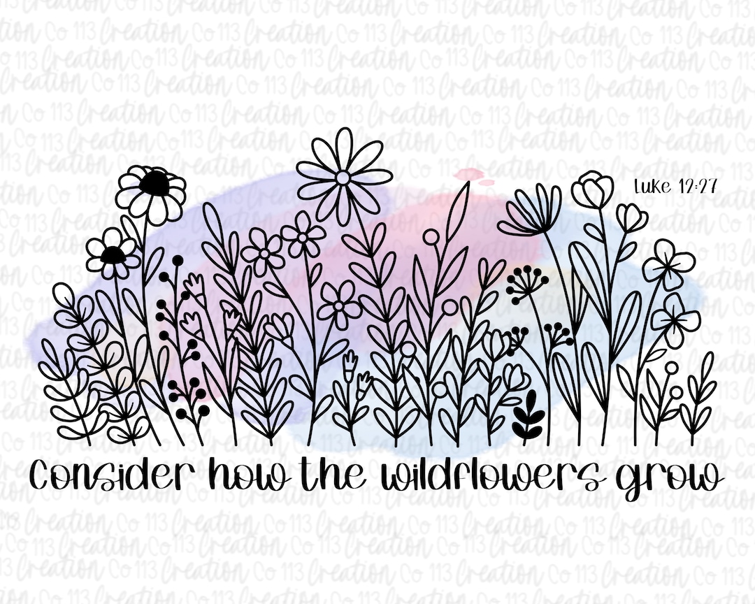Spring Bible Verse Design Consider the Wildflowers, Luke 12:27 PNG ...