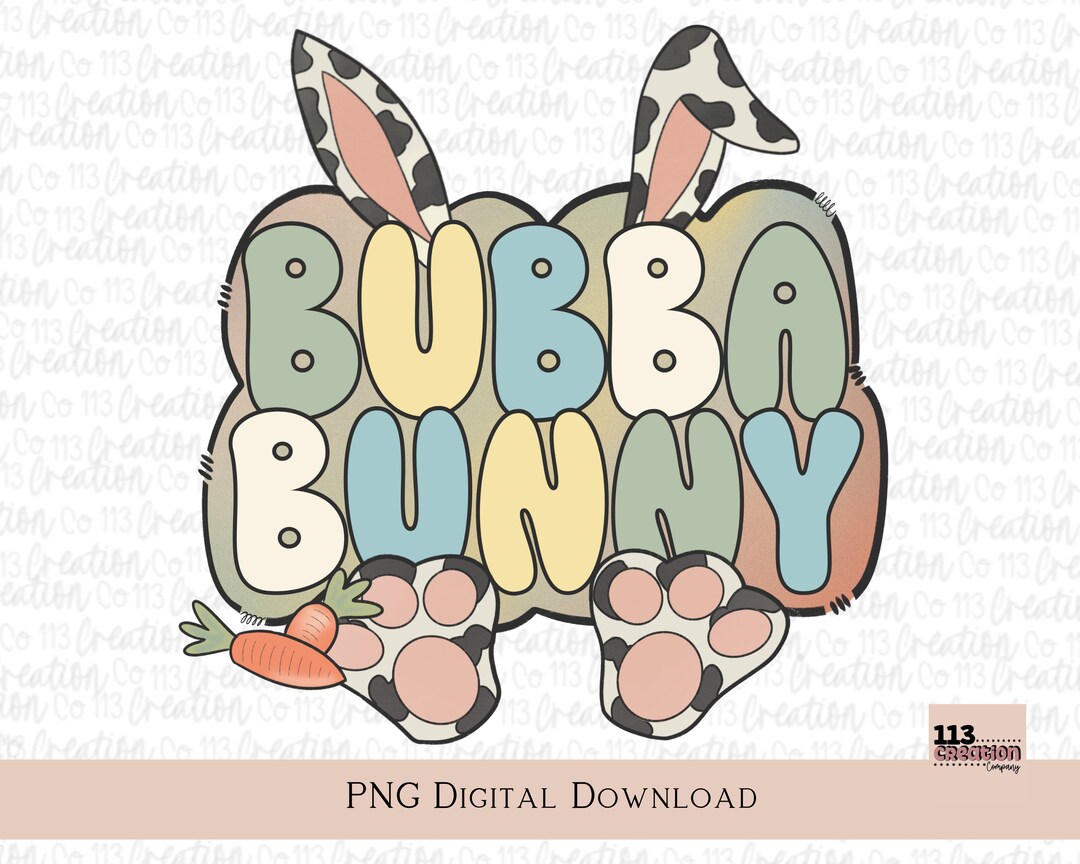 Bubba Bunny Png, Matching Easter Family Design, Retro Western Cowprint ...