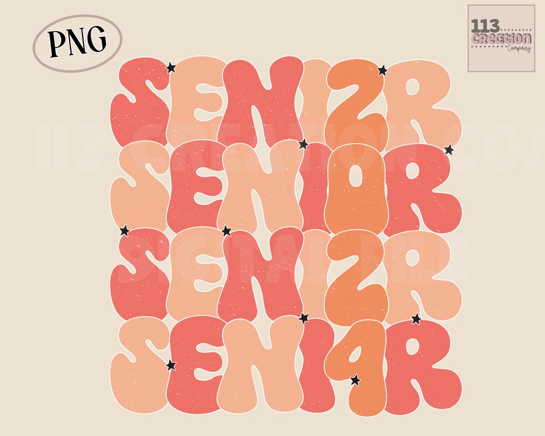 Retro Groovy Senior 2024 PNG, Bright Bold Orange Class of 2024, Senior ...