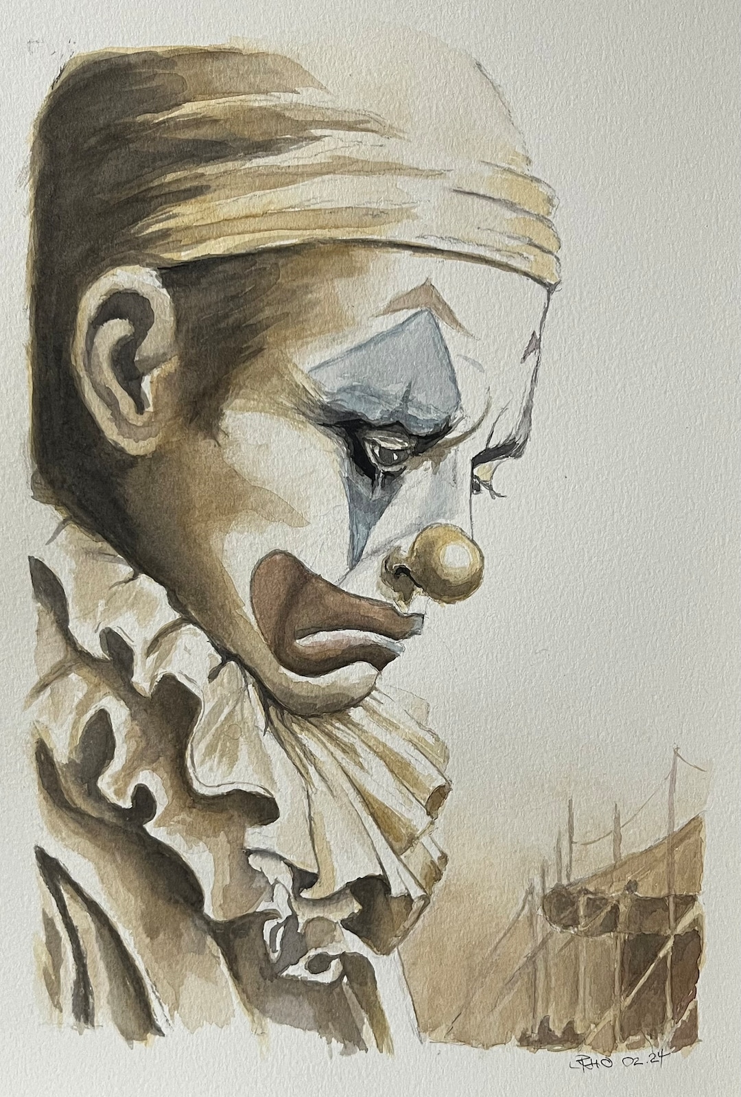 Clown, Watercolor Watercolor, Original - Etsy