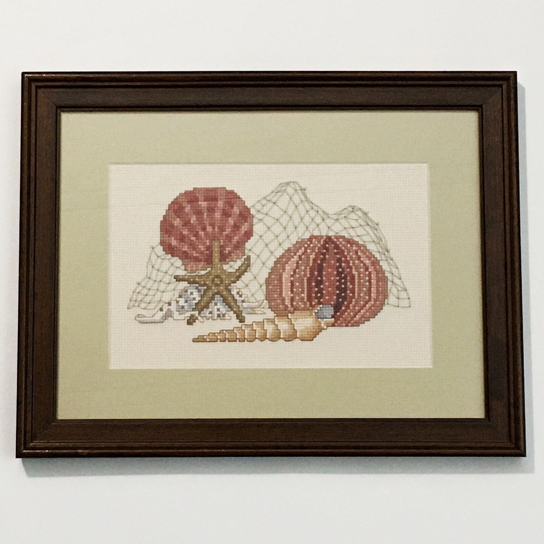 Seashells and Net Handmade Fiber Art, Vintage Coastal and Beach ...