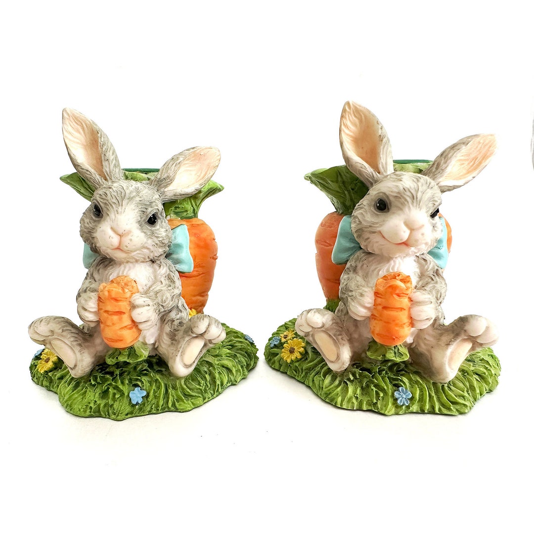 Charming Tails Pair of Easter Bunny Small Carrot Candleholders - Etsy